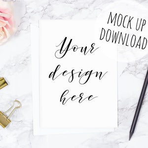 Styled Card Mockup With Stationery Pretty Pink and Gold | Etsy