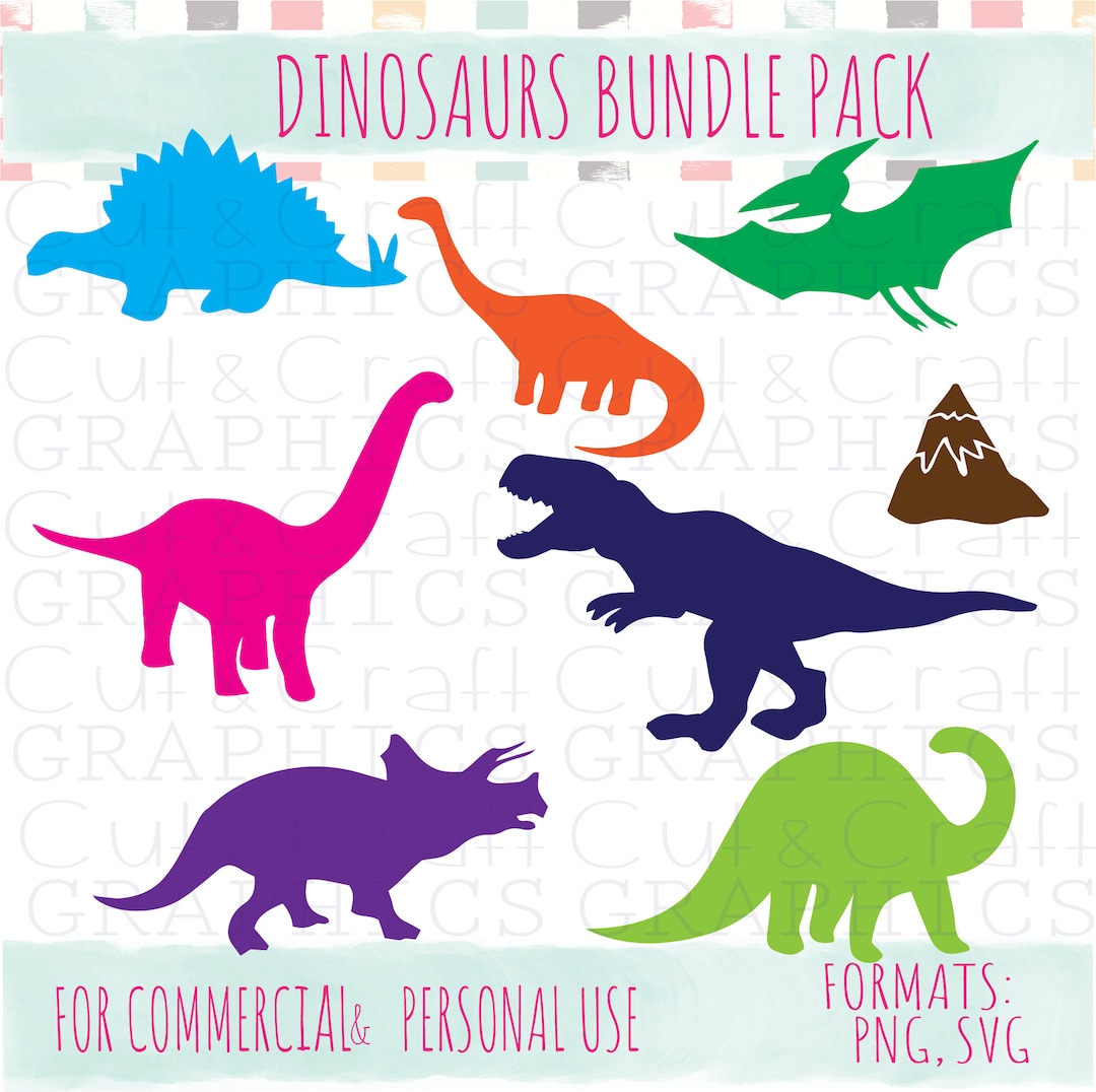 Dinosaurs Svgs|bundle| | Svg,png,eps,dxf|commercial and Personal Use ...