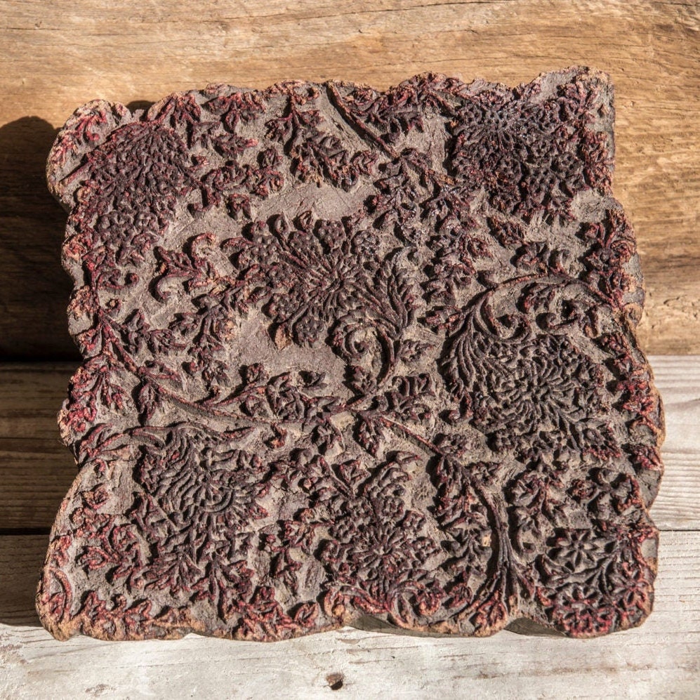 Vintage Wood Textile Wallpaper Printing Block Stencil Block - Etsy