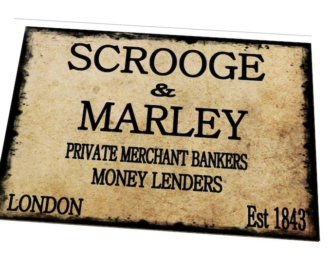 Christmas Sign Scrooge & Marley Christmas Retro Vintage Style Metal ...