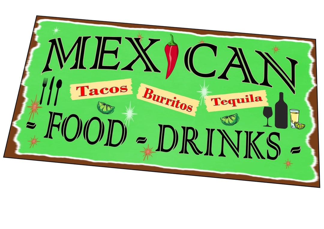 Mexican Food Retro Style Sign Restaurant Sign Metal Vintage Style Retro ...