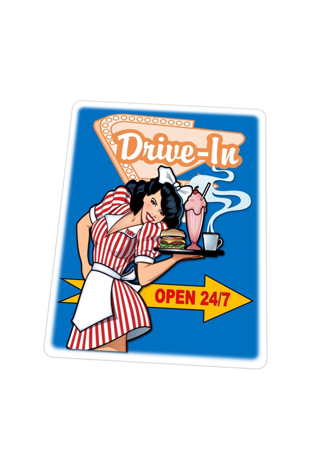 American Diner Retro 50s-60s Metal Sign Drive-in Diner Sign Hot Food ...