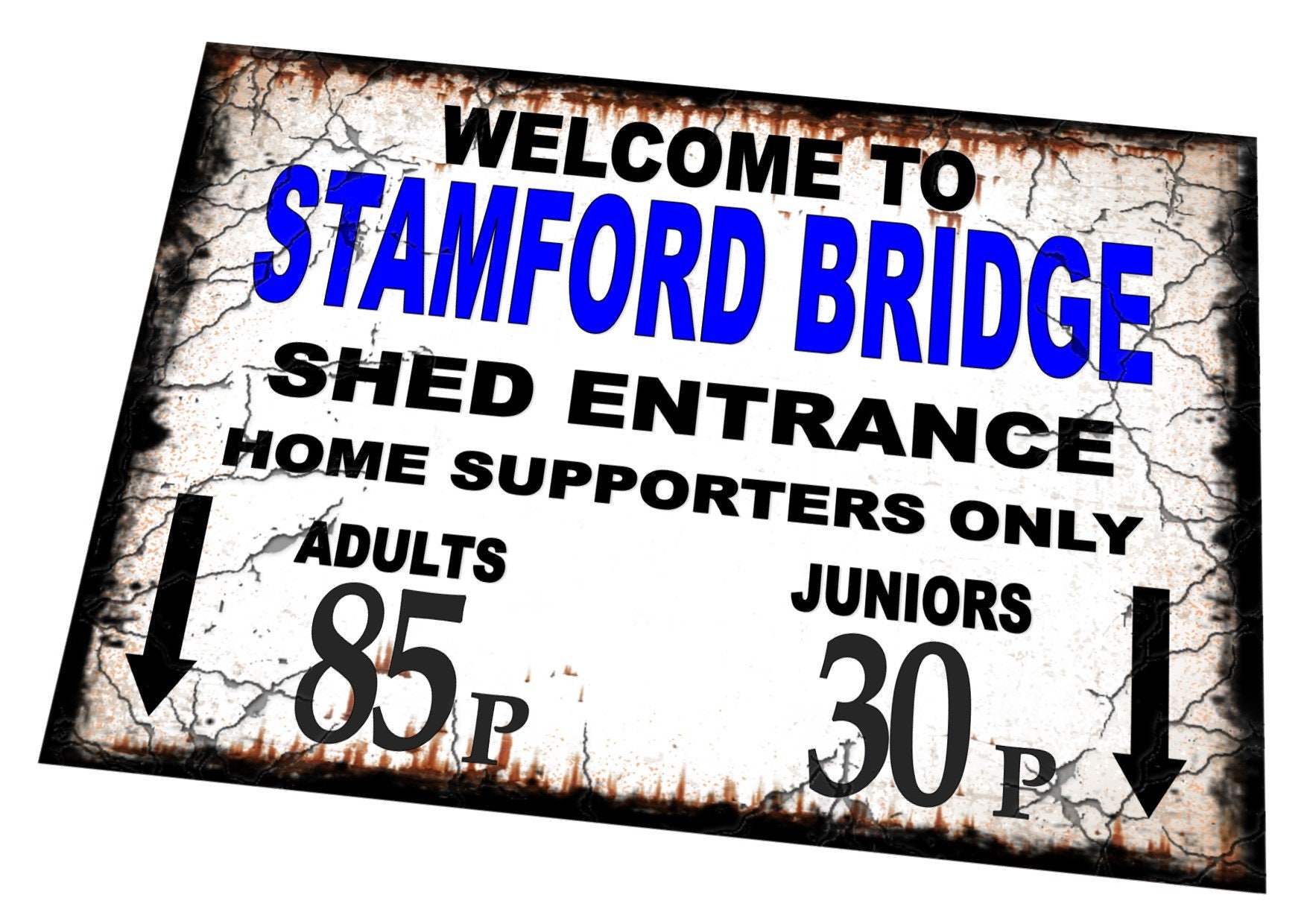 Stamford Bridge Shed End Turnstile Sign Reproduction Aged Effect ...