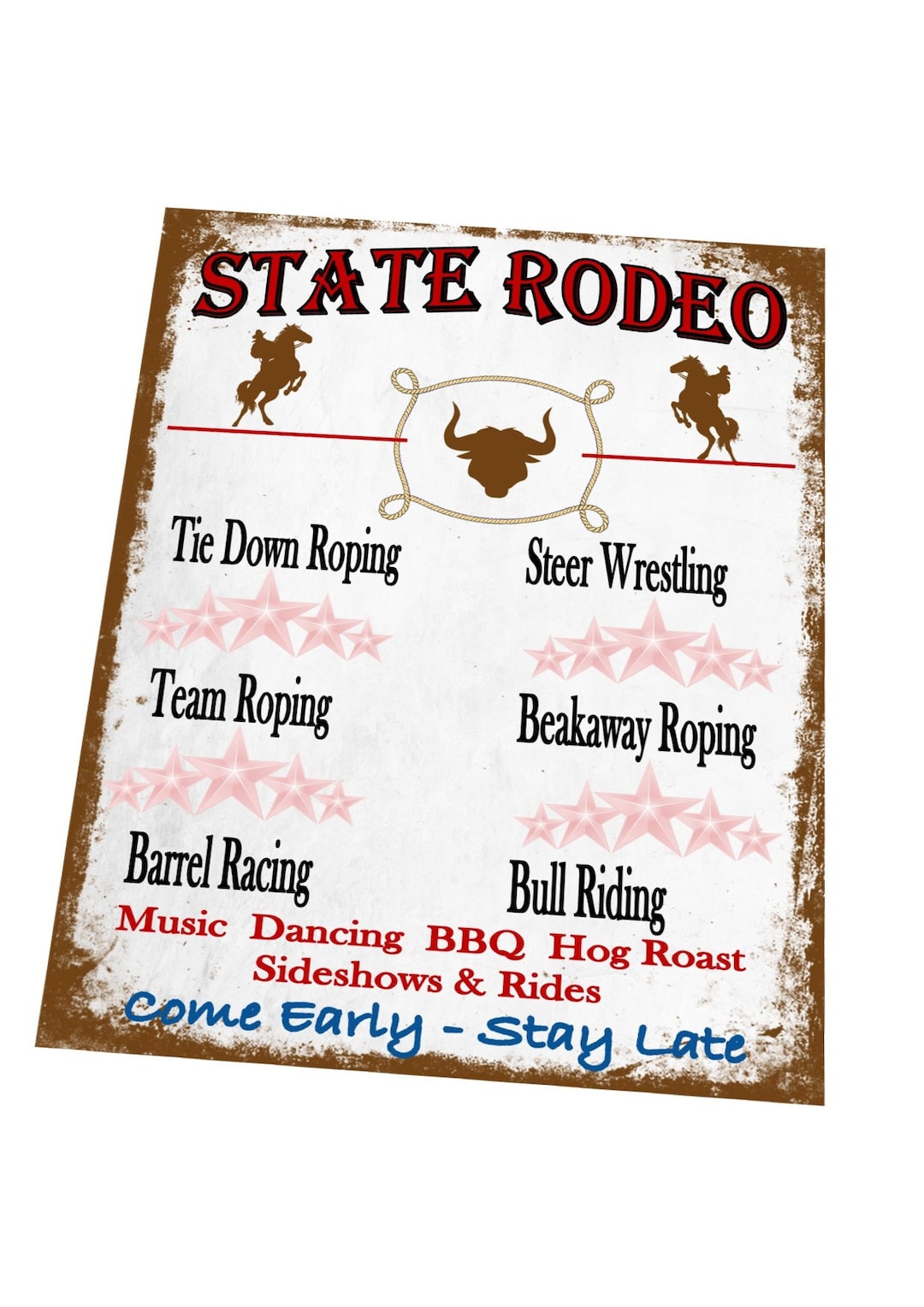 State Rodeo Cowboy Wild West Metal Sign Wall Plaque Rodeo Cowboy Sign ...