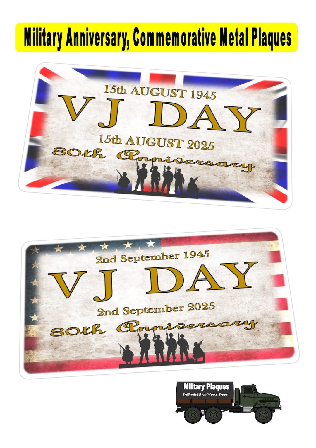 VJ Day Anniversary Metal Wall Plaque 80th Anniversary VJ Day Metal Wall ...