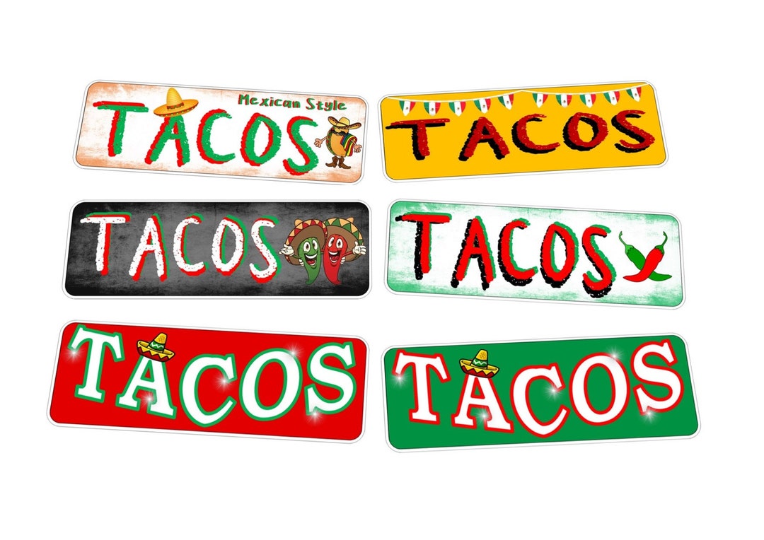 Taco Mexican Food Metal Sign Retro Style Taco Food Café Sign Bistro ...