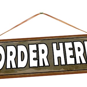Order Here Hanging Sign Aged Effect Vintage Rustic Style Hanging Order ...