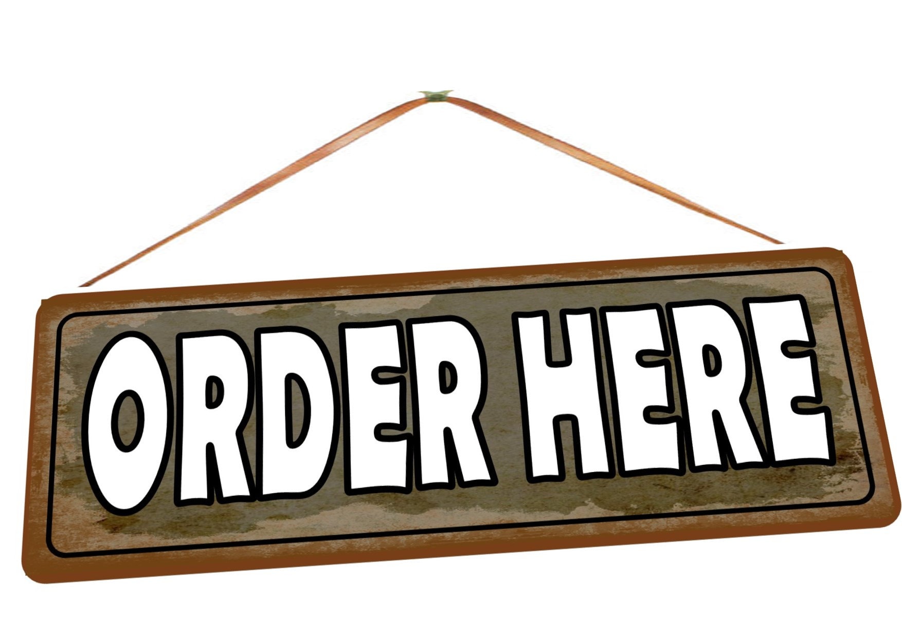Order Here Hanging Sign Aged Effect Vintage Rustic Style Hanging Order ...