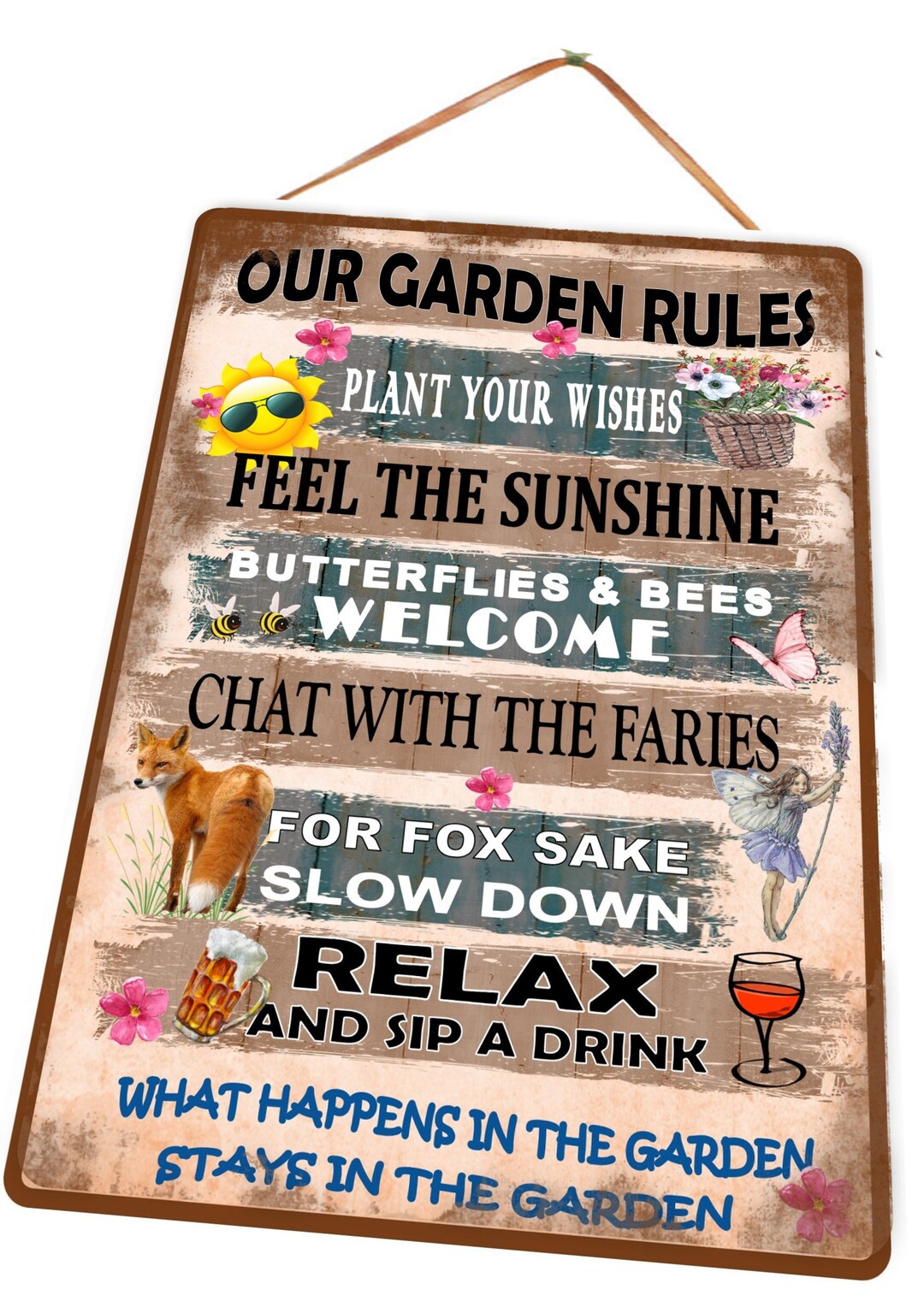 Gardeners Garden Rules Sign Novelty Rustic Hanging Fun Hanging Sign ...