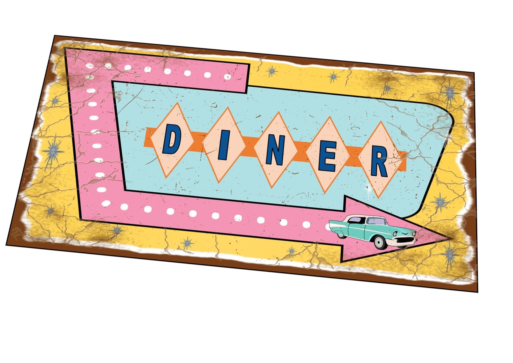Retro Sign 1950s Diner Sign Restaurant Sign Metal Vintage Style Retro ...