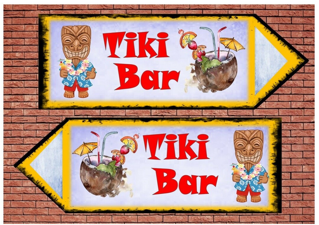 Tiki Bar Sign Vintage Style Arrow Direction Sign Cream Home Tiki Bar ...
