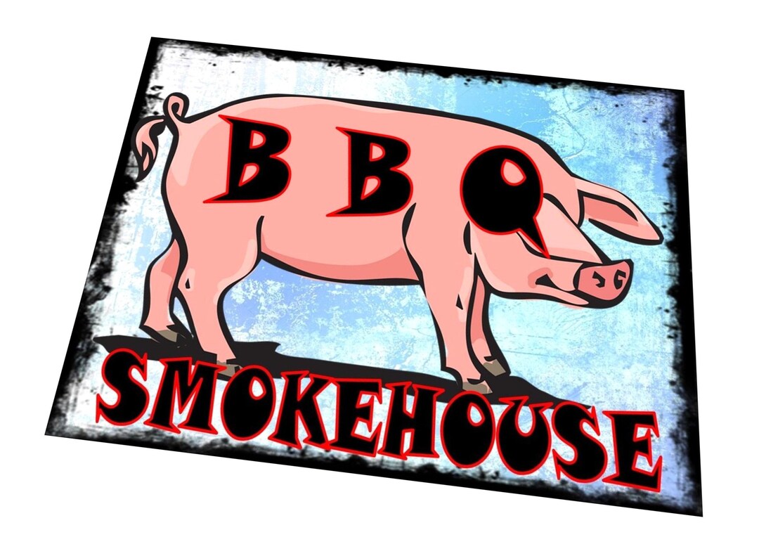 BBQ Smokehouse Sign Retro Novelty BBQ Wall Sign Plaque Fun Garden BBQ ...