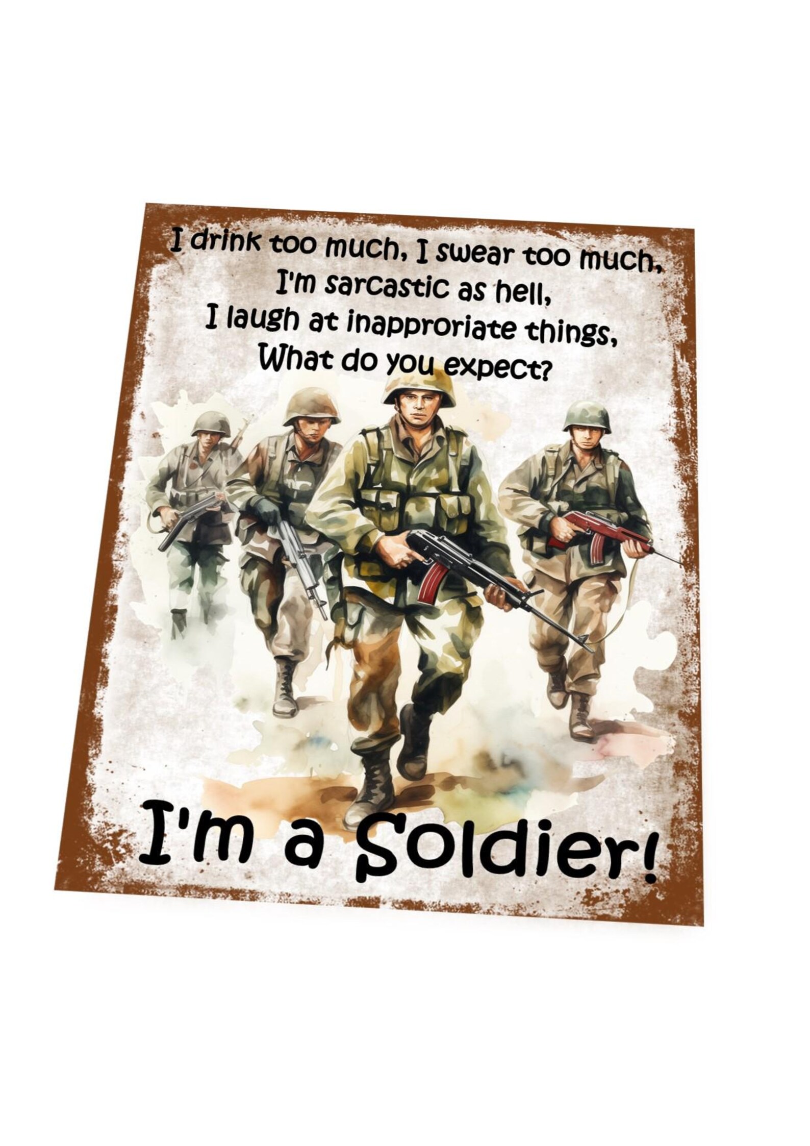 Retro Army Soldier Metal Sign: Military Veteran Wall Art - Etsy