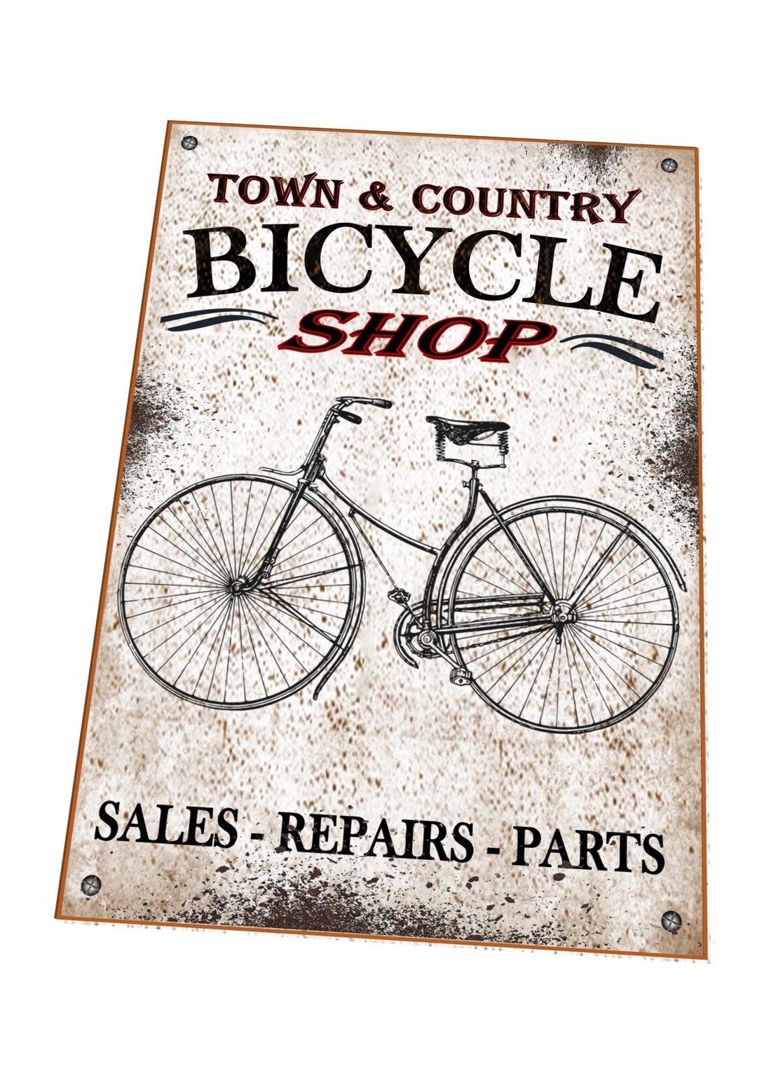 Vintage Bicycle Shop Sign, Retro Style Metal Bicycle Shop Sign Bike ...