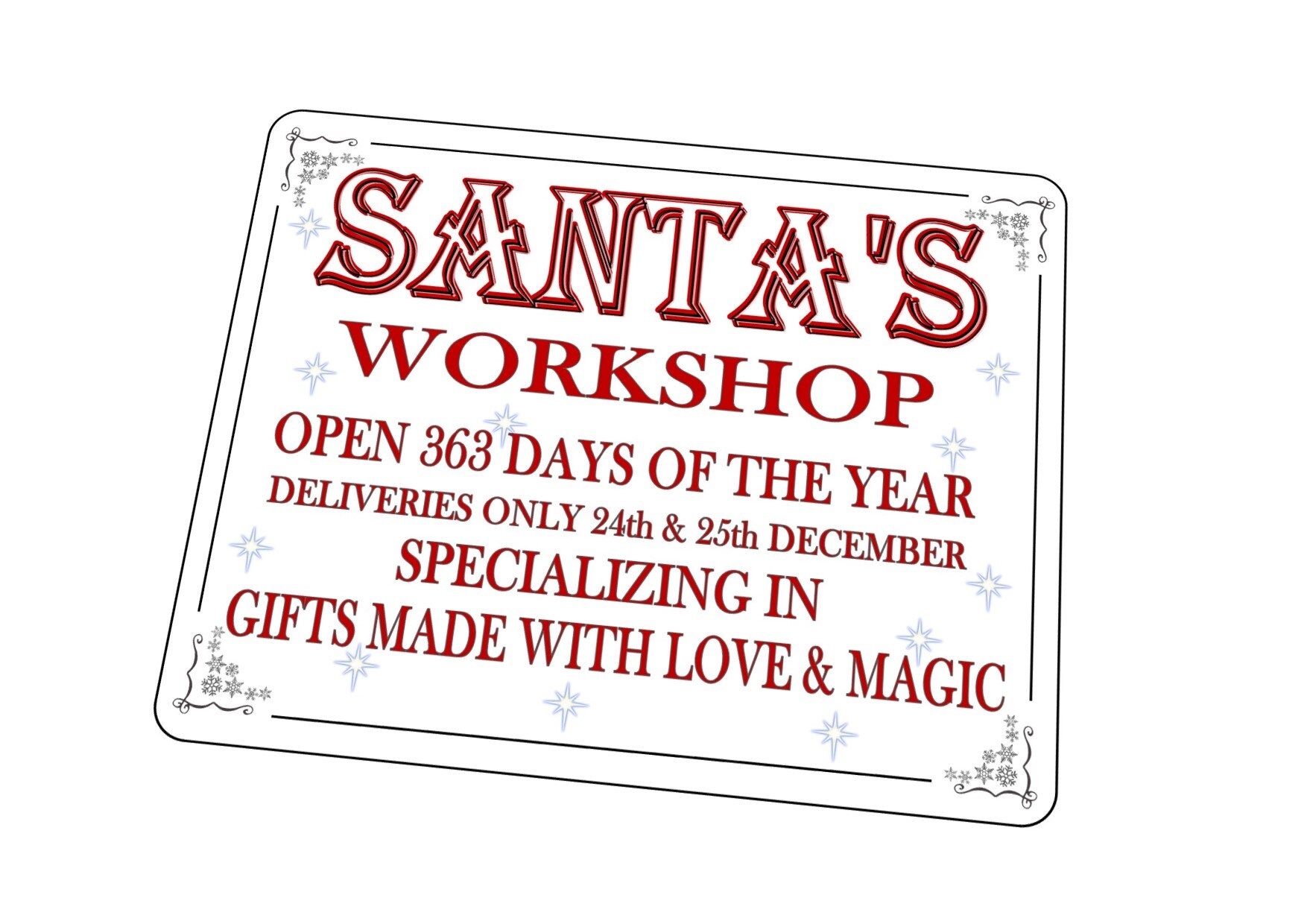 Christmas Sign Santa's Workshop Sign Retro Vintage Style Father ...