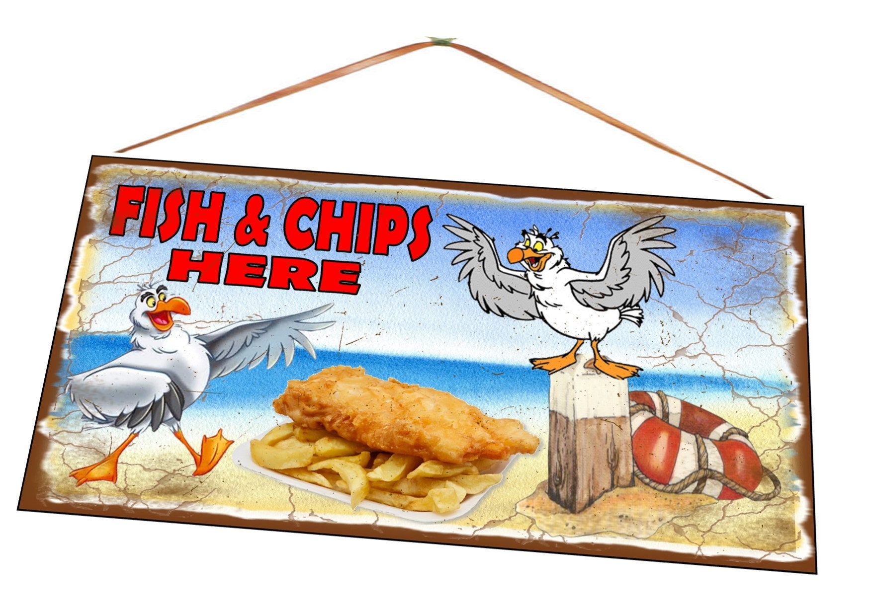 Fish and Chips Sign Funny Sign Retro Sign Seagull Sign Novelty Fish and Chip Sign 15cm X 29cm - Etsy