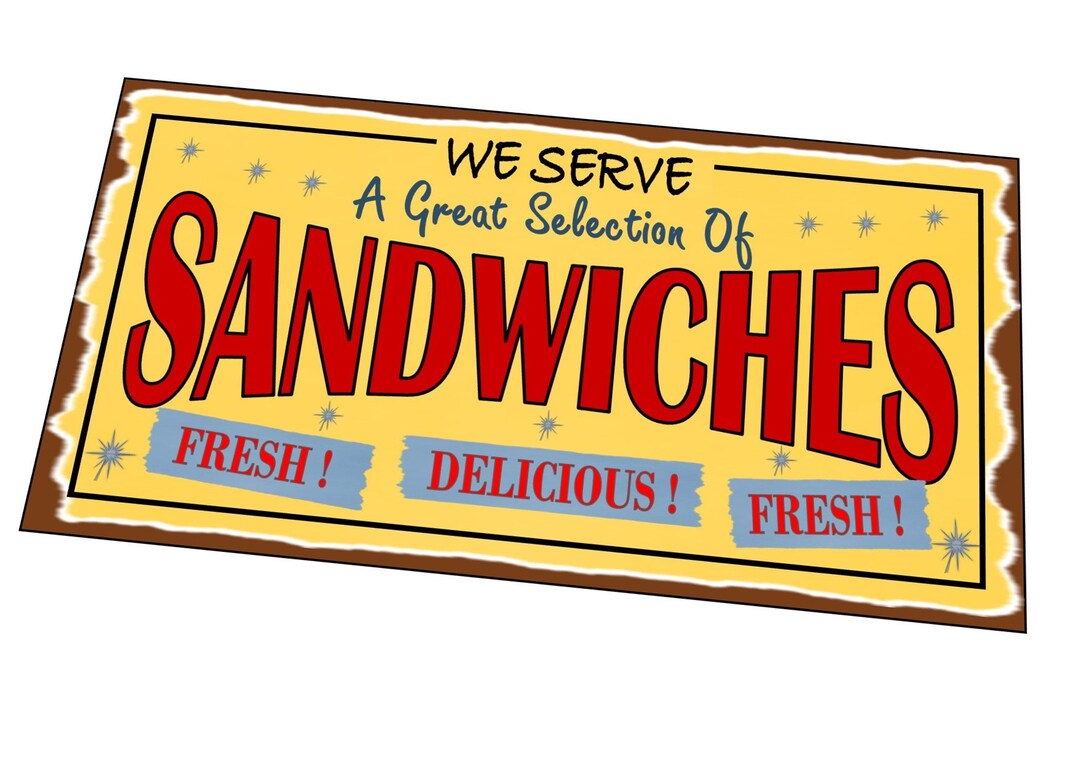 Sandwich Retro Style Sign Restaurant Sign Metal Vintage Style Retro ...