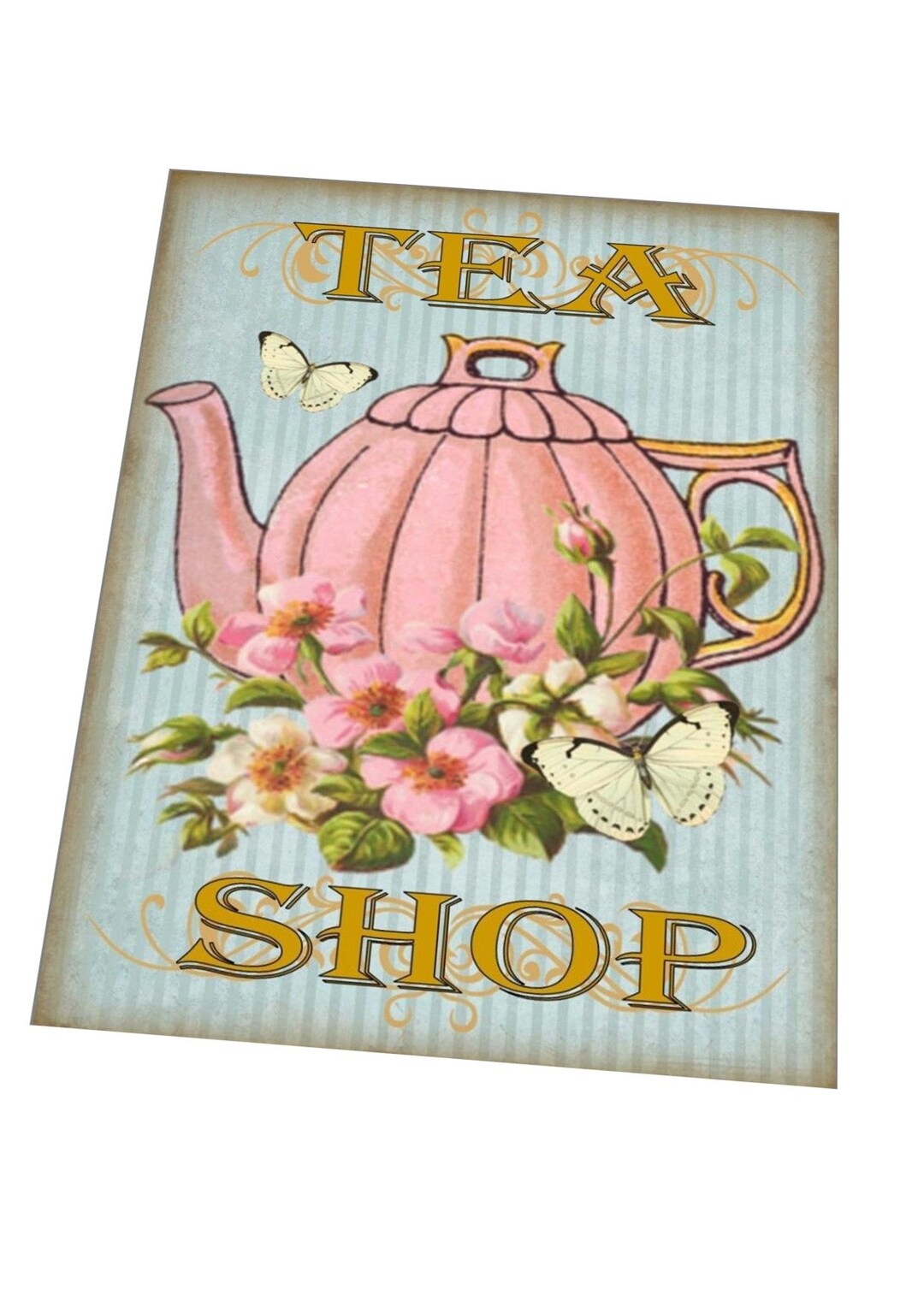 Retro Tea Shop Sign Vintage Style Style Fresh Tea Here Sign Retro Café ...