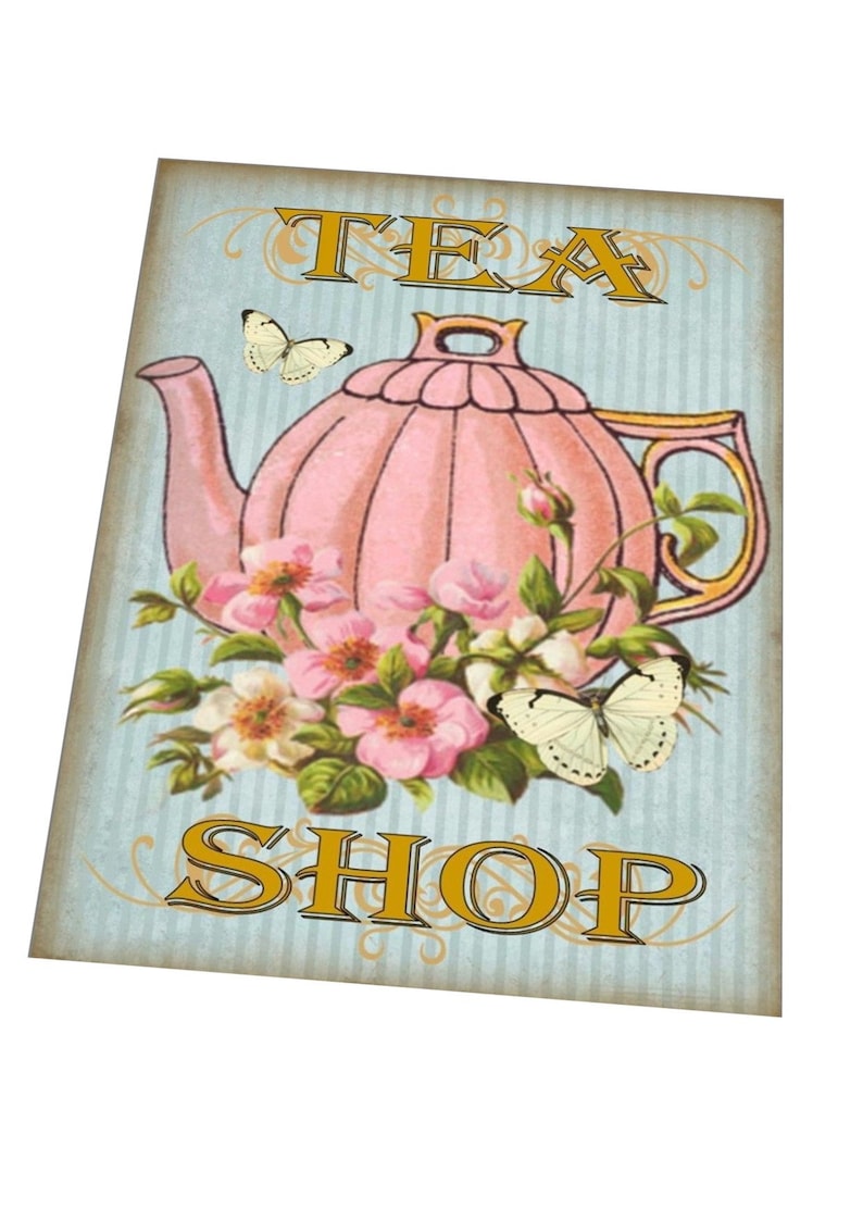Retro Tea Shop Sign Vintage Style Style Fresh Tea Here Sign Retro Café ...
