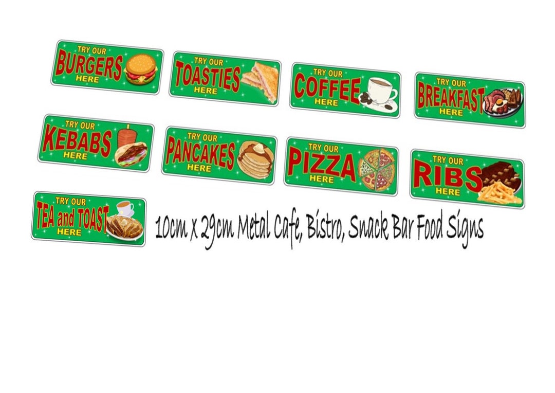 Café Food Metal Signs, Fast Food Signs, Bistro Food Signs, Burgers ...