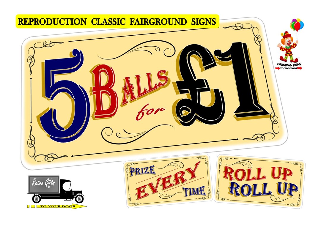 Retro Style Fairground, and Carnival Sideshow Metal Fun Fair Signs ...