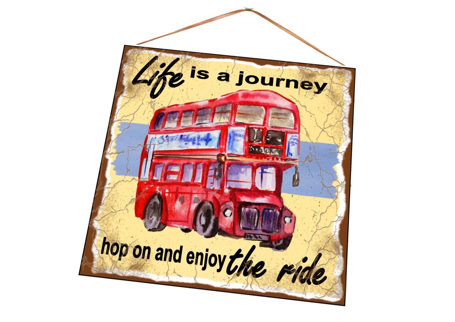 Retro London Bus Sign Aged Effect Wall Plaque Sign Vintage Style London ...