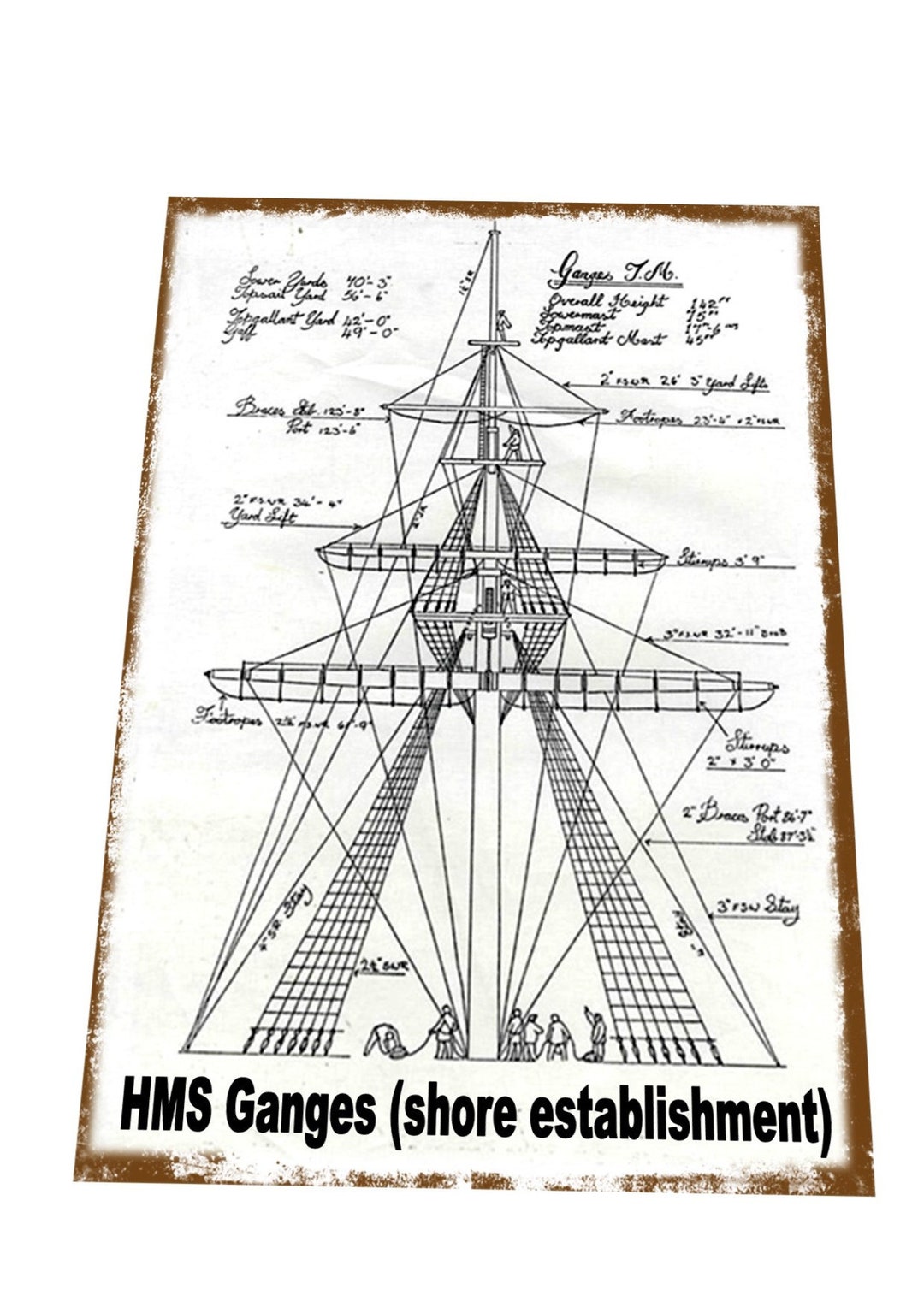 HMS Ganges Mast Blueprint Metal Sign: Vintage Style Reproduction - Etsy UK