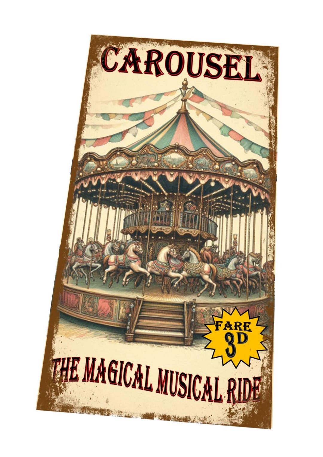 Carousel Vintage Fairground Carnival Sign Retro Vintage Style Fun Fair ...