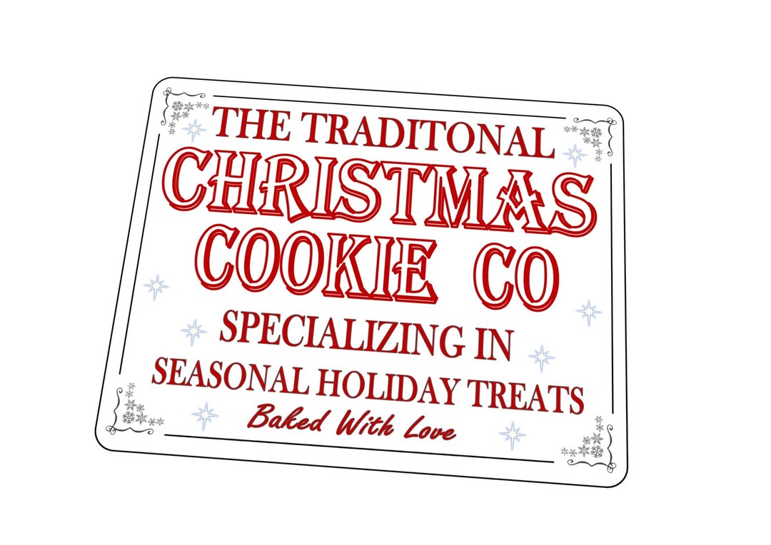 Christmas Cookie Sign Retro Christmas Sign Bakery Cookie Sign Christmas ...