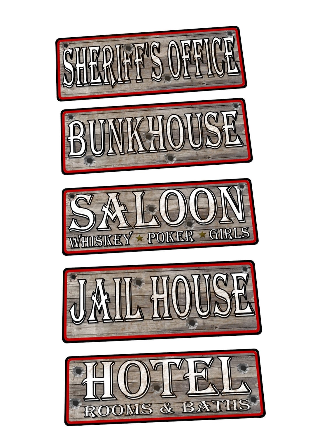 Cowboy Western Town Signs, Hotel, Jail, Bunkhouse Signs, Wild West Town ...