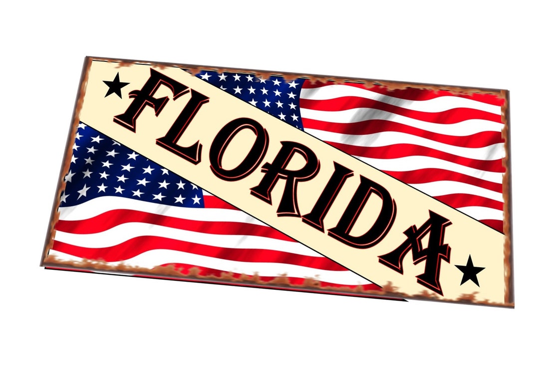 Retro Florida Sign Vintage American Flag Sign American Retro Town Sign ...