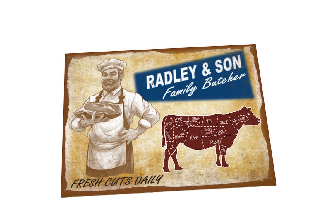 Vintage Butchers Metal Sign, Retro Butchers Shop Sign, Bakers Shop ...