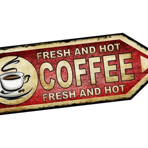 Coffee Fresh Coffee Sign Vintage Style Arrow Direction Sign Coffee Shop ...