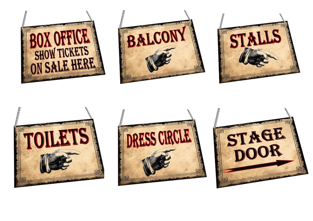 Theatre Signs Vintage Style Theatre Sign Box Office, Stage Door ...