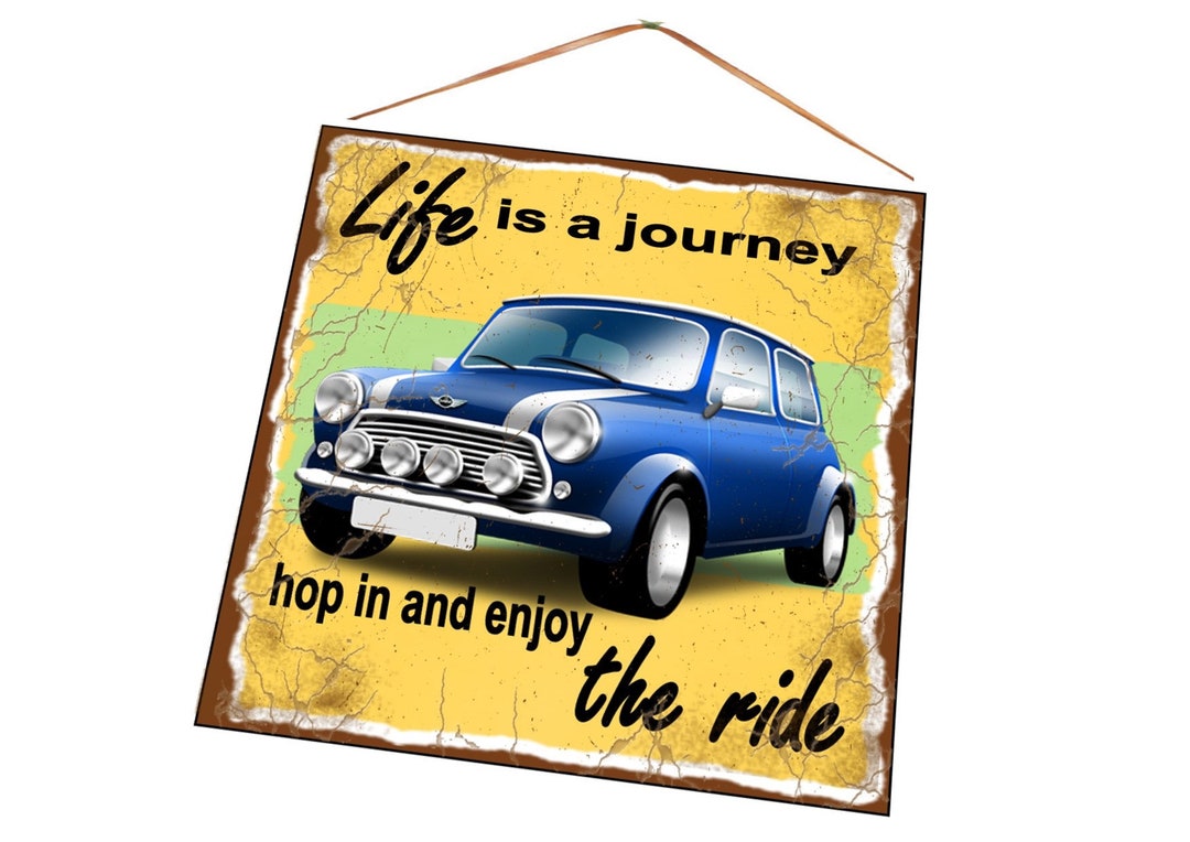Retro Mini Car Sign Aged Effect Wall Plaque Sign Vintage Style Mini ...