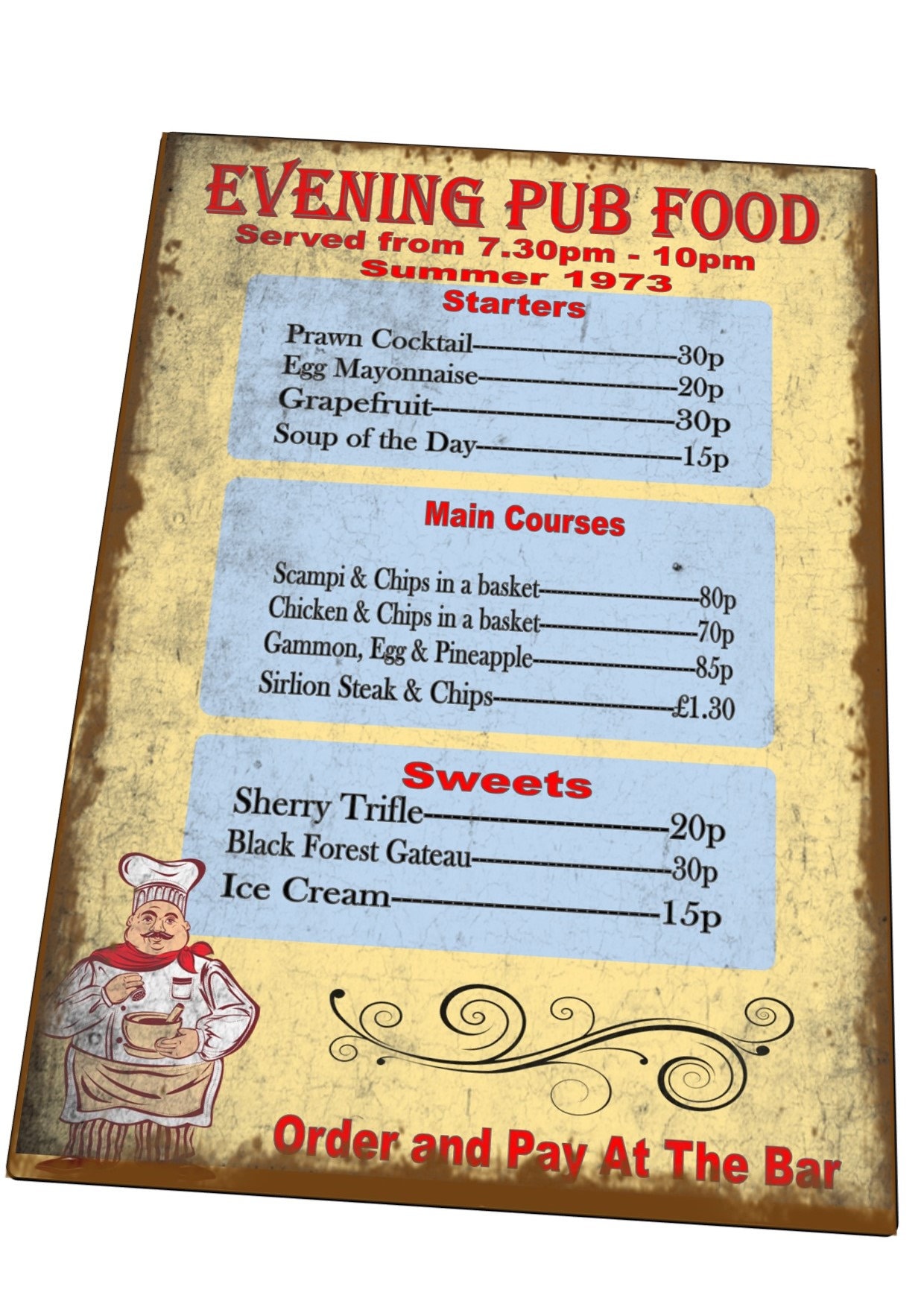 1970s Vintage Retro Café Pub Menu Metal Sign Wall Plaque - Etsy