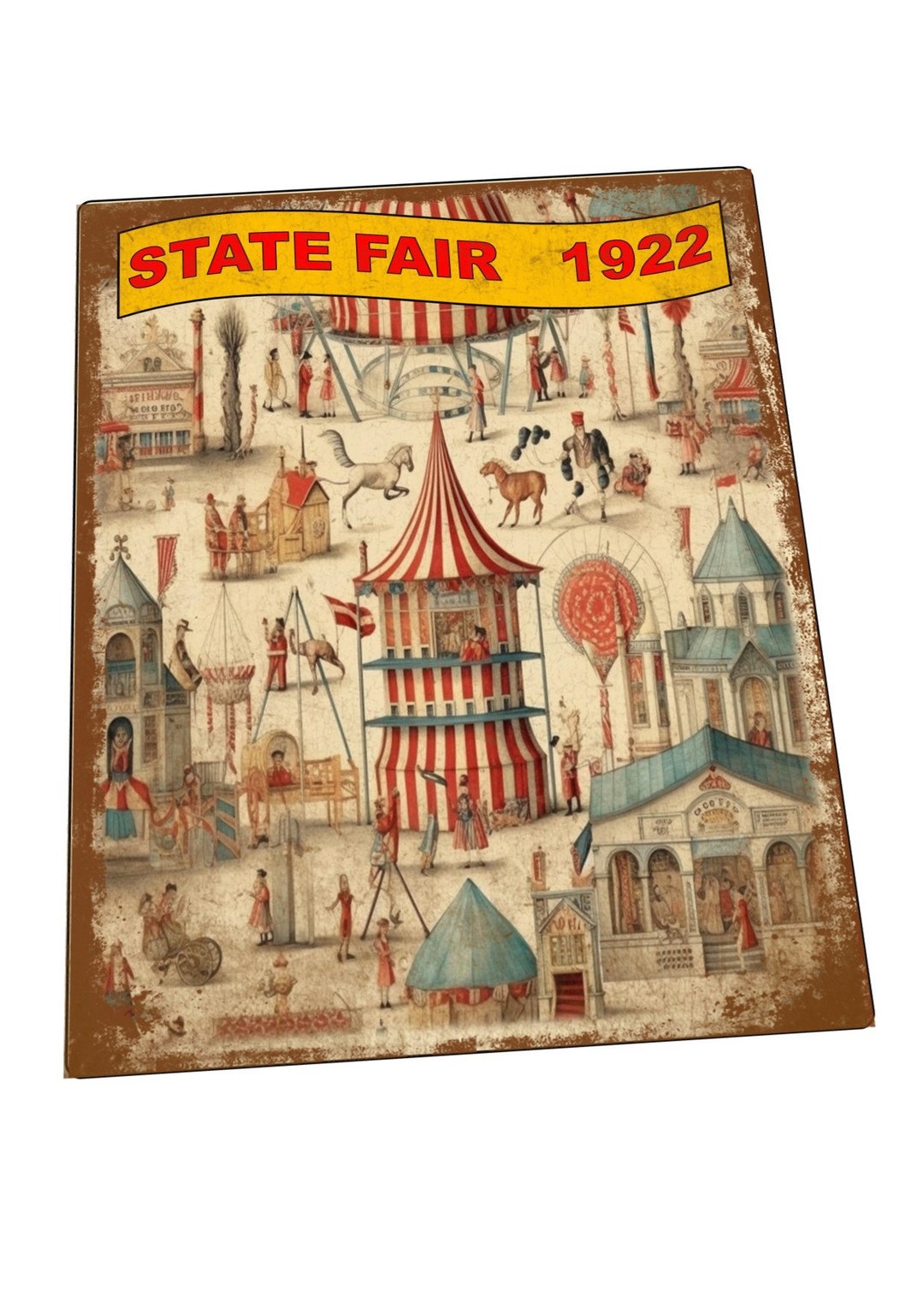 Vintage State Fair Sign Carnival Fair Metal Sign Welcome to the State ...