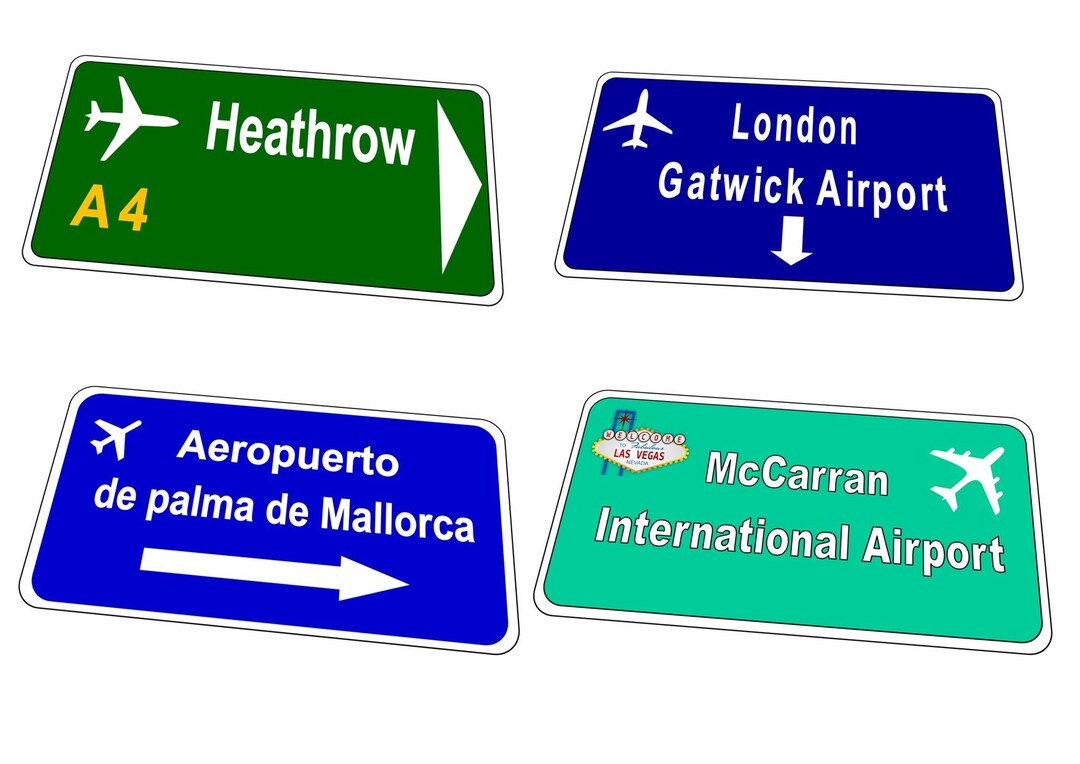 Airport Sign Gatwick Heathrow Majorca Las Vegas Airport Signs Novelty ...
