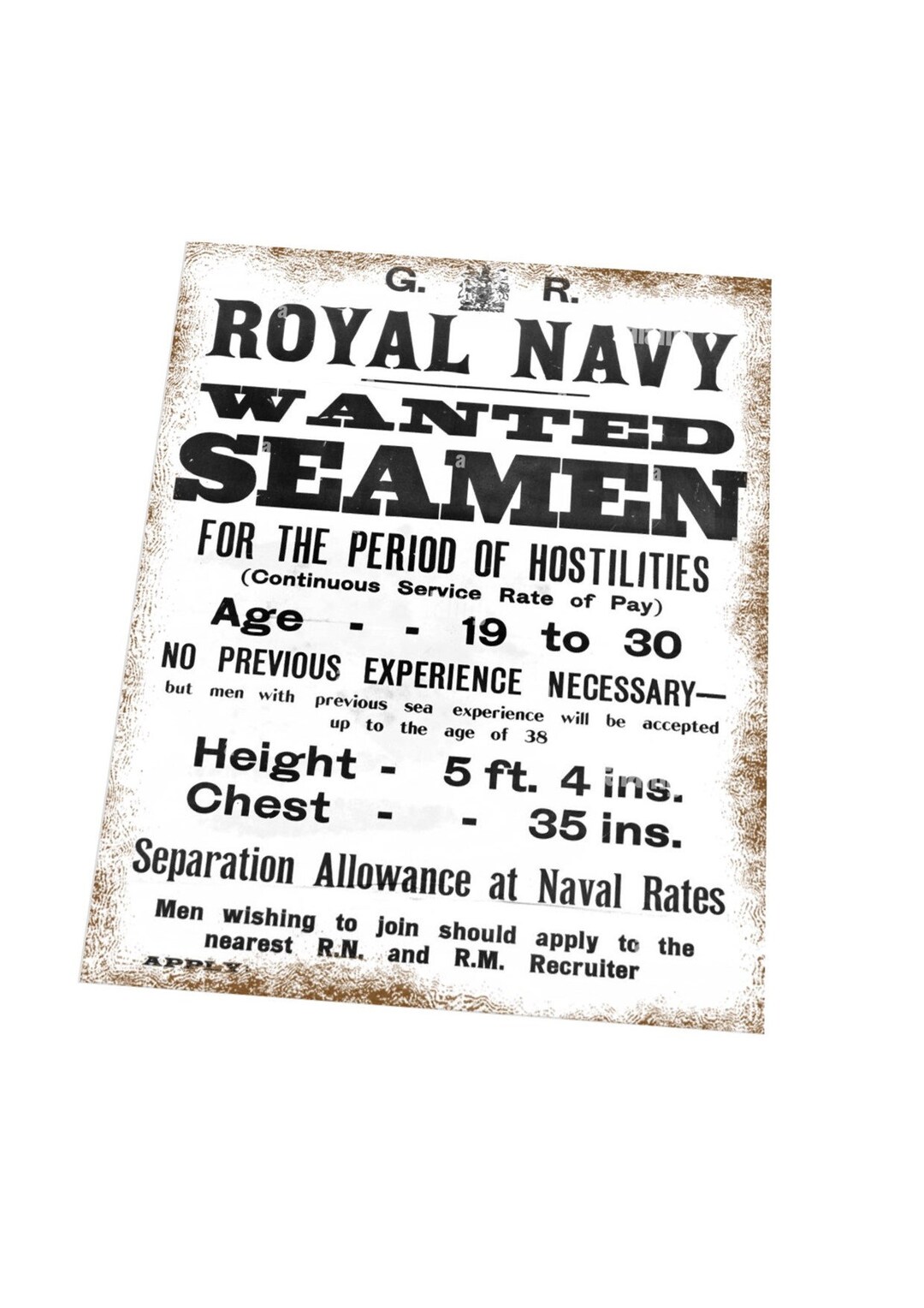 Royal Navy Recruitment Office Sign Metal Vintage Style WW2 War Room ...