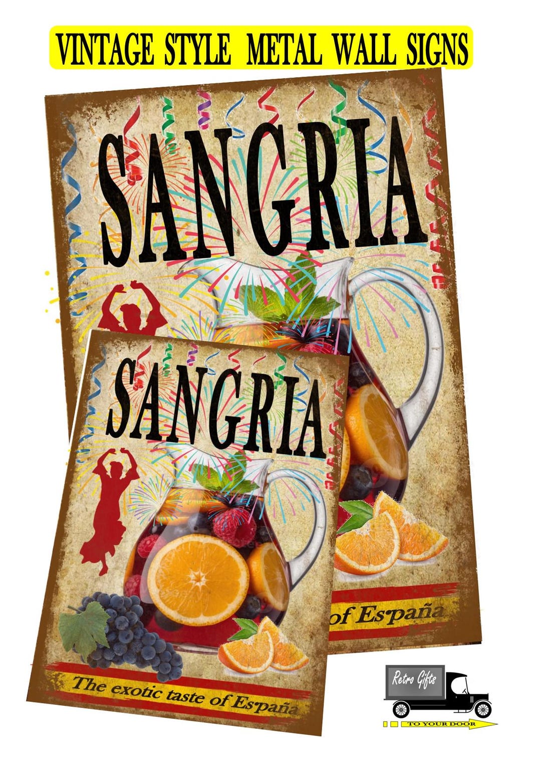 Vintage Style Sangria Metal Bar Sign: Retro Spanish Decor - Etsy