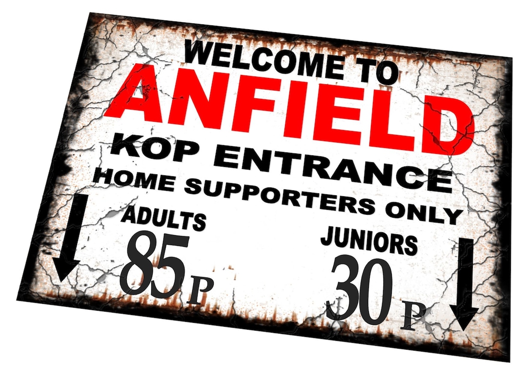 Anfield Kop Entrance Football Turnstile Sign Reproduction Aged Effect ...