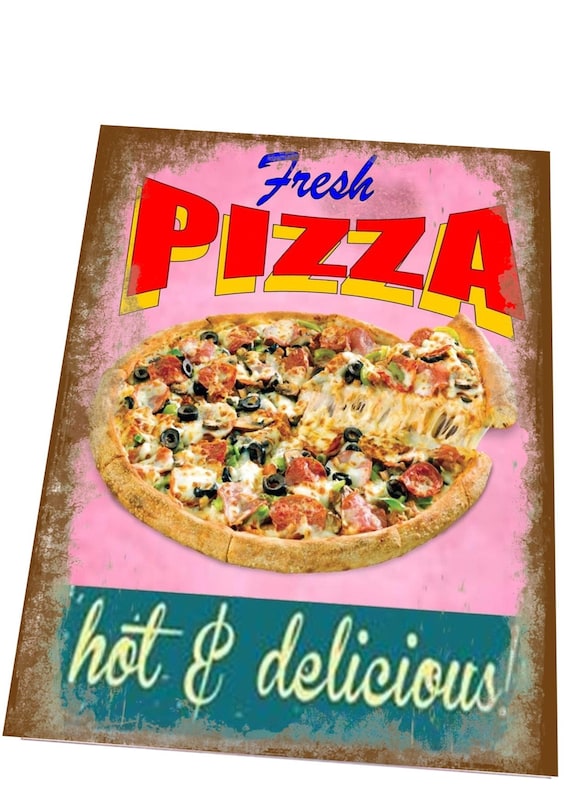 Pizza Sign Retro Italian Pizza Here Sign Fresh Pizza Sign - Etsy