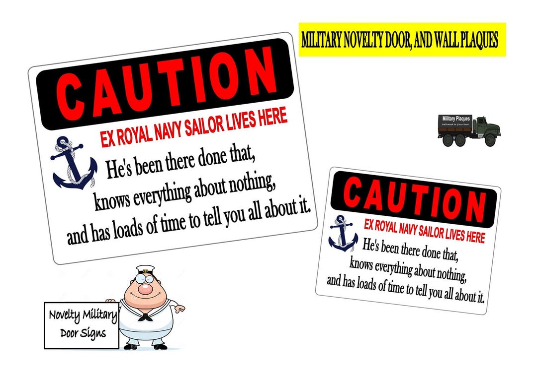 Caution Ex-sailor Metal Sign: Royal Navy Veteran Funny Door Plaque - Etsy