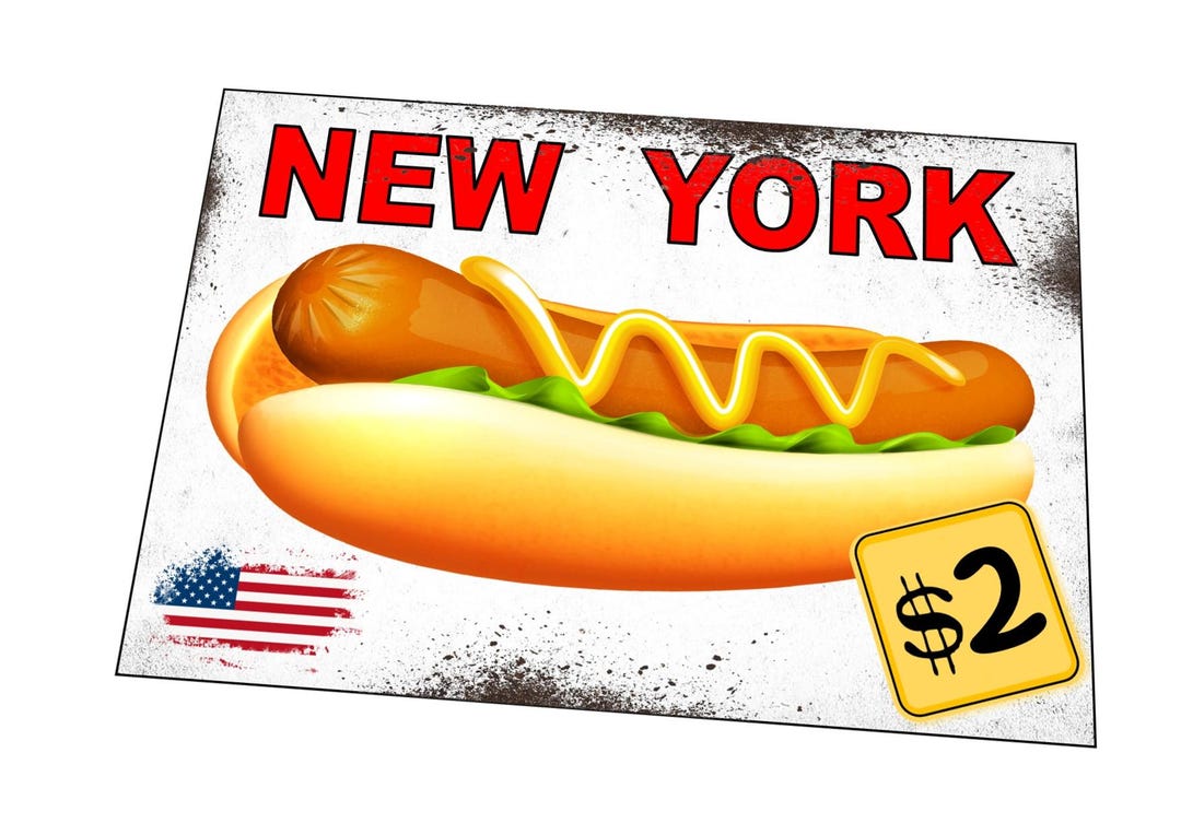 New York Hot Dog Street Vendor Sign New York Hot Dog Chilli Dog Metal ...