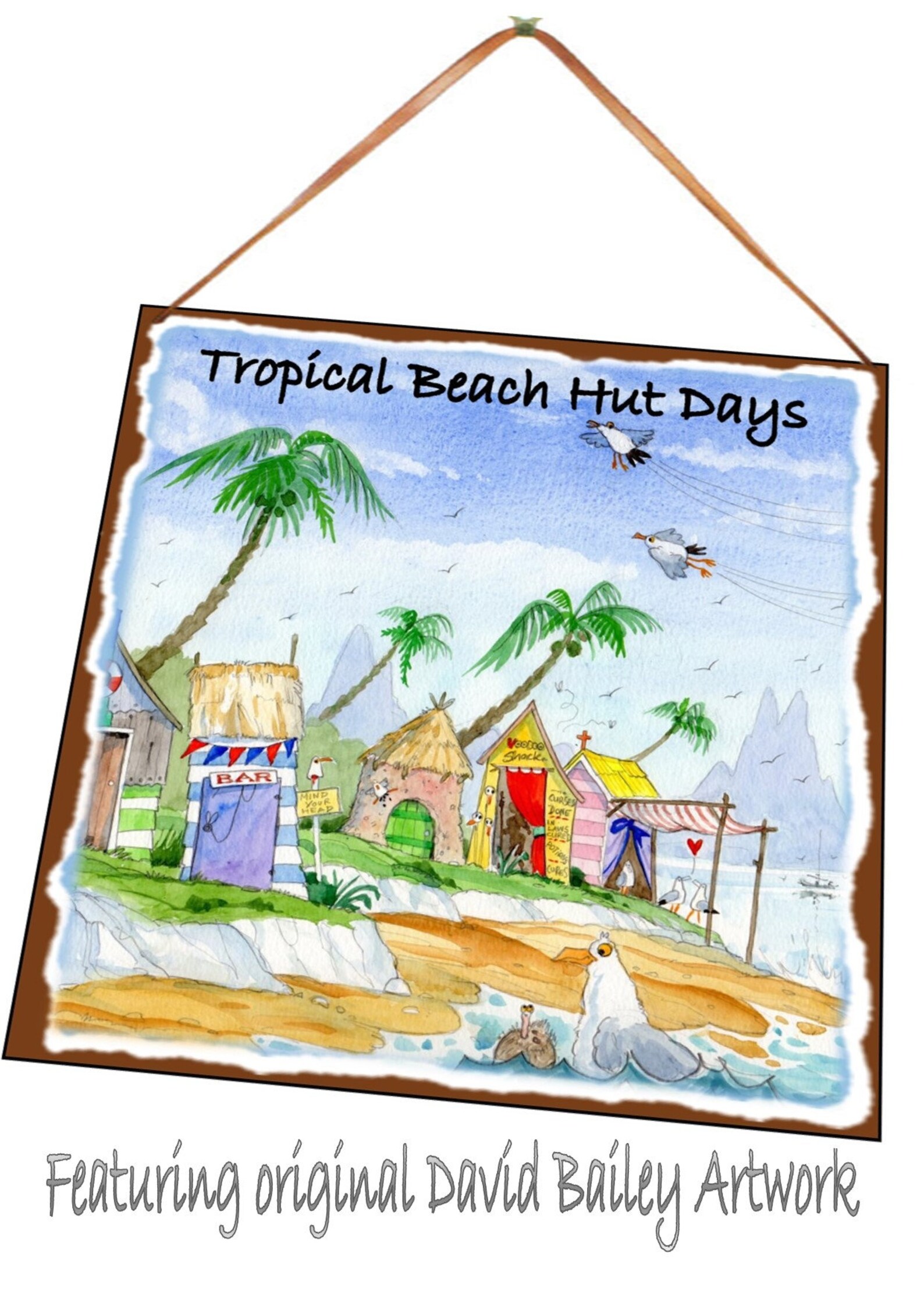 Beach Hut Sign Retro Beach Hut Signs With Aged Effects & Hanging Cord ...