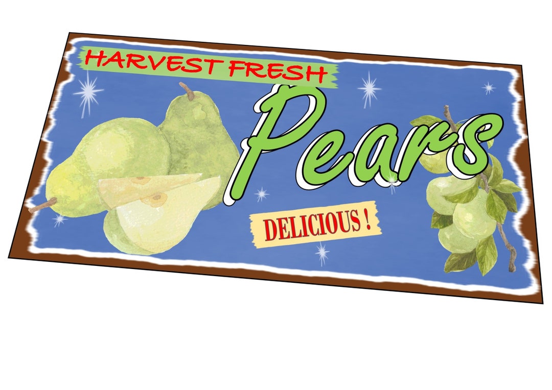 Pears Retro Style Sign Fresh Fruit Sign Metal Vintage Style Retro ...