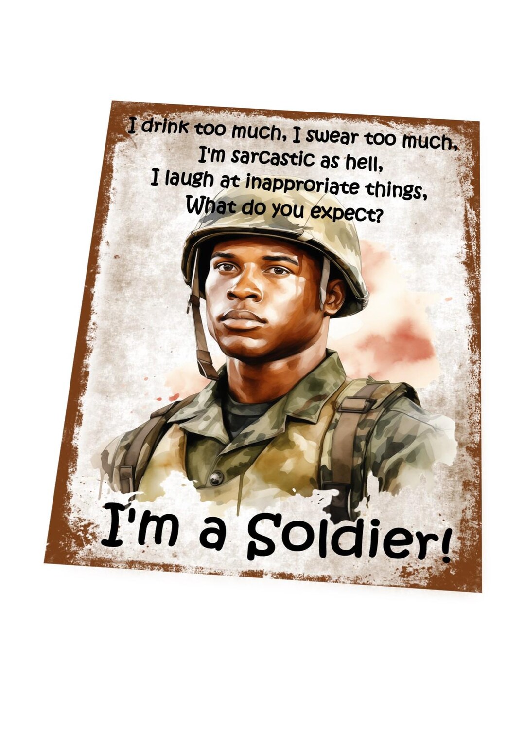 Army Sign Soldier Veteran Military Metal Wall Plaque Sign Serviceman ...