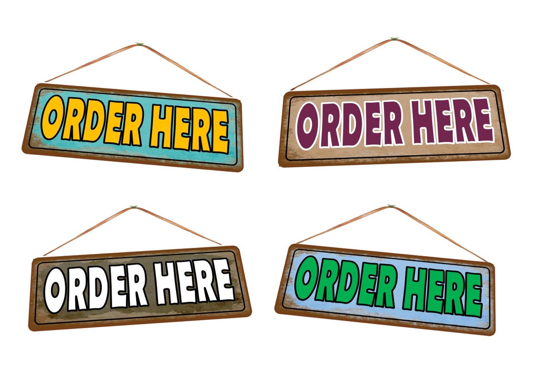 Order Here Hanging Sign Aged Effect Vintage Rustic Style Hanging Order ...