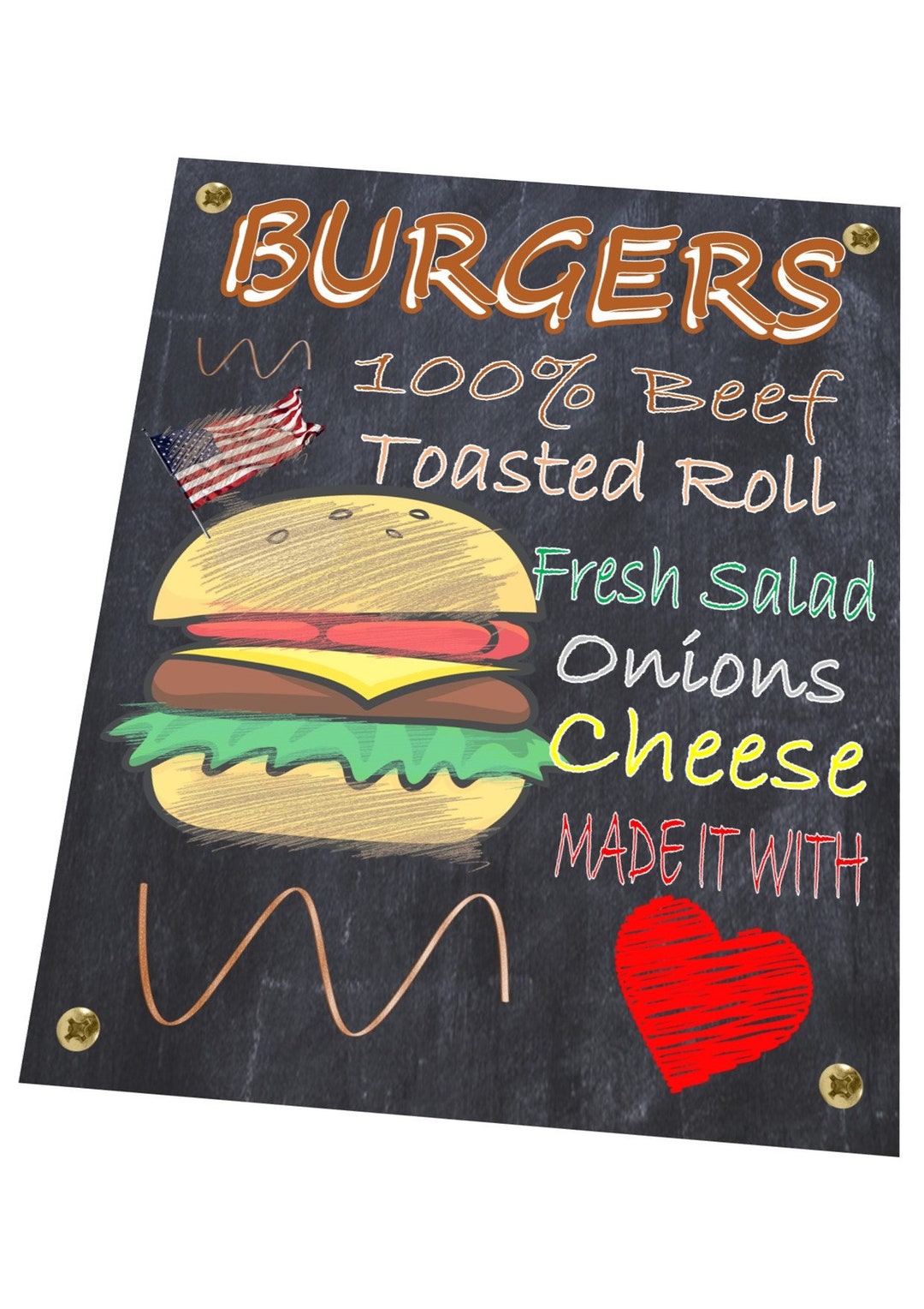 Burgers Sign Restaurant Bistro Sign Food Sign Metal Restaurant Sign ...