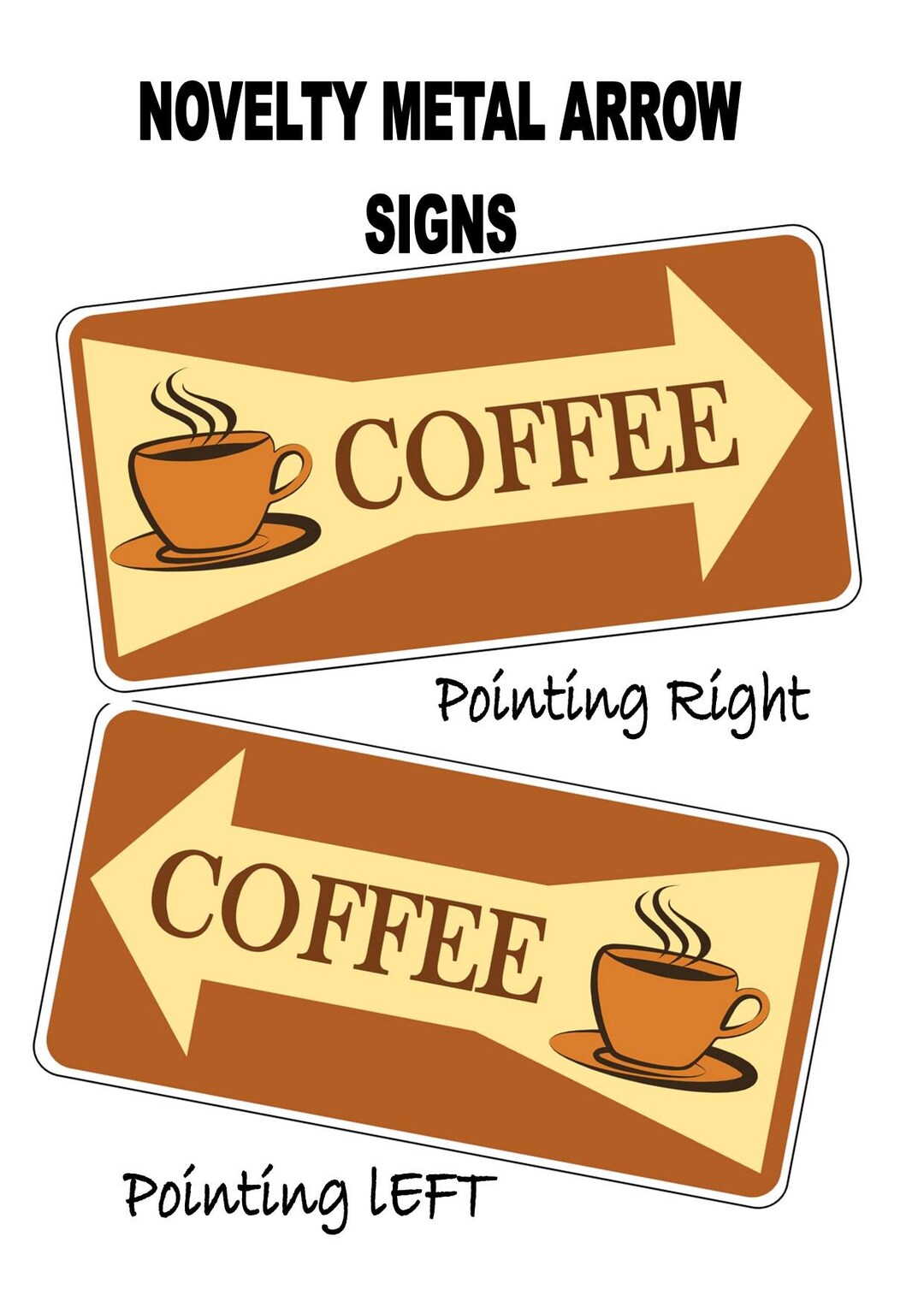 Coffee Sign Retro Style Arrow Drink Home Bar Bistro Sign Fresh Coffee ...